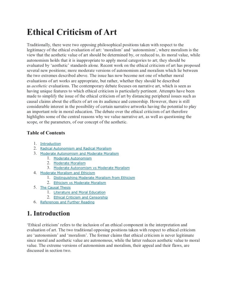 Ethical Criticism | PDF | Aesthetics | Value (Ethics)