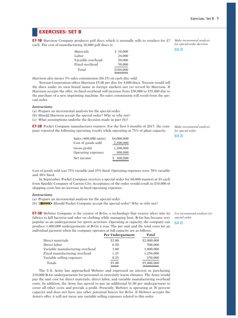 Incremental Analysis Excercise | PDF | Depreciation | Cost