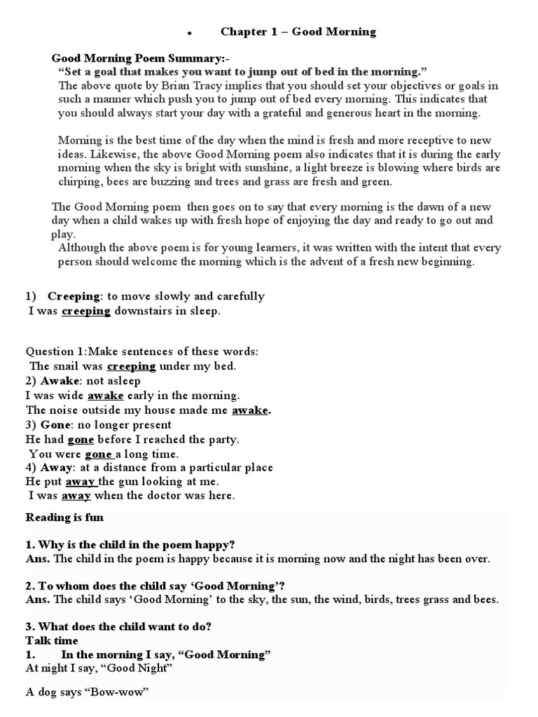 CH 1 Good Morning Solution | PDF | Language Arts & Discipline | Self ...