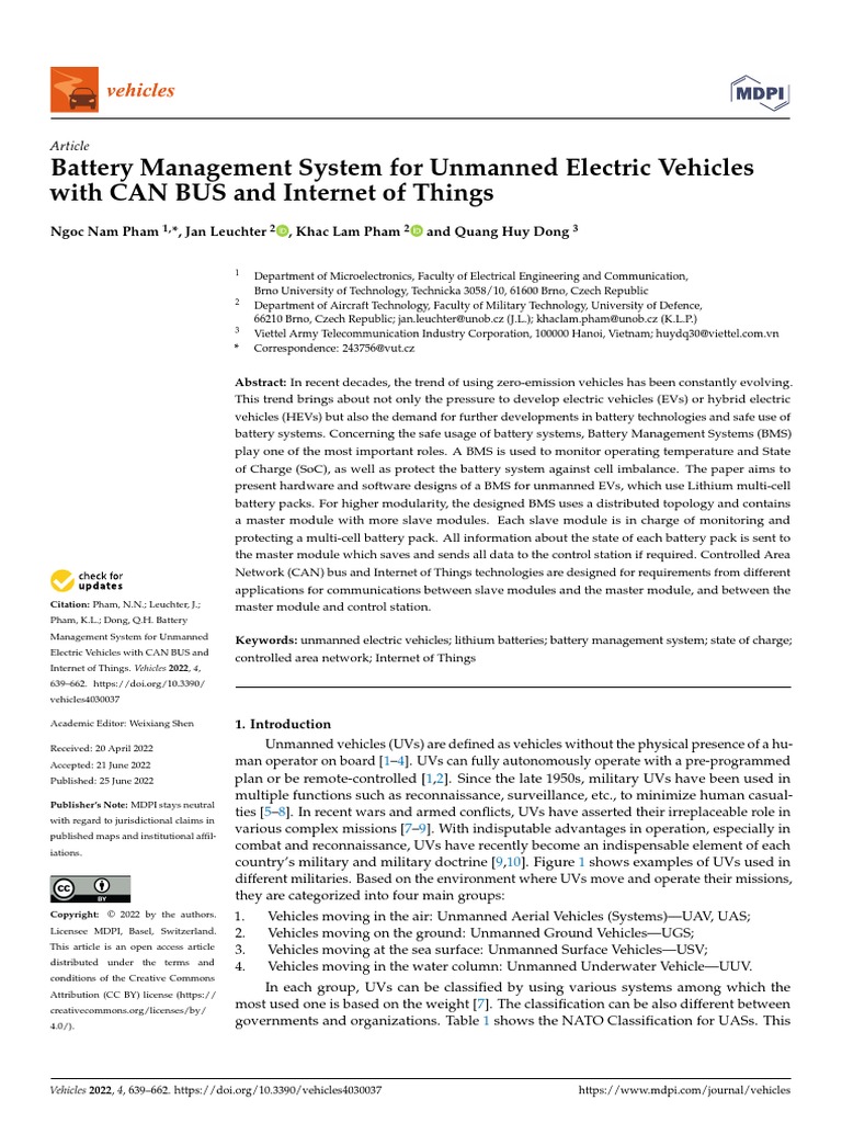 Battery Management System For Unmanned Electric Vehicles With CAN BUS ...
