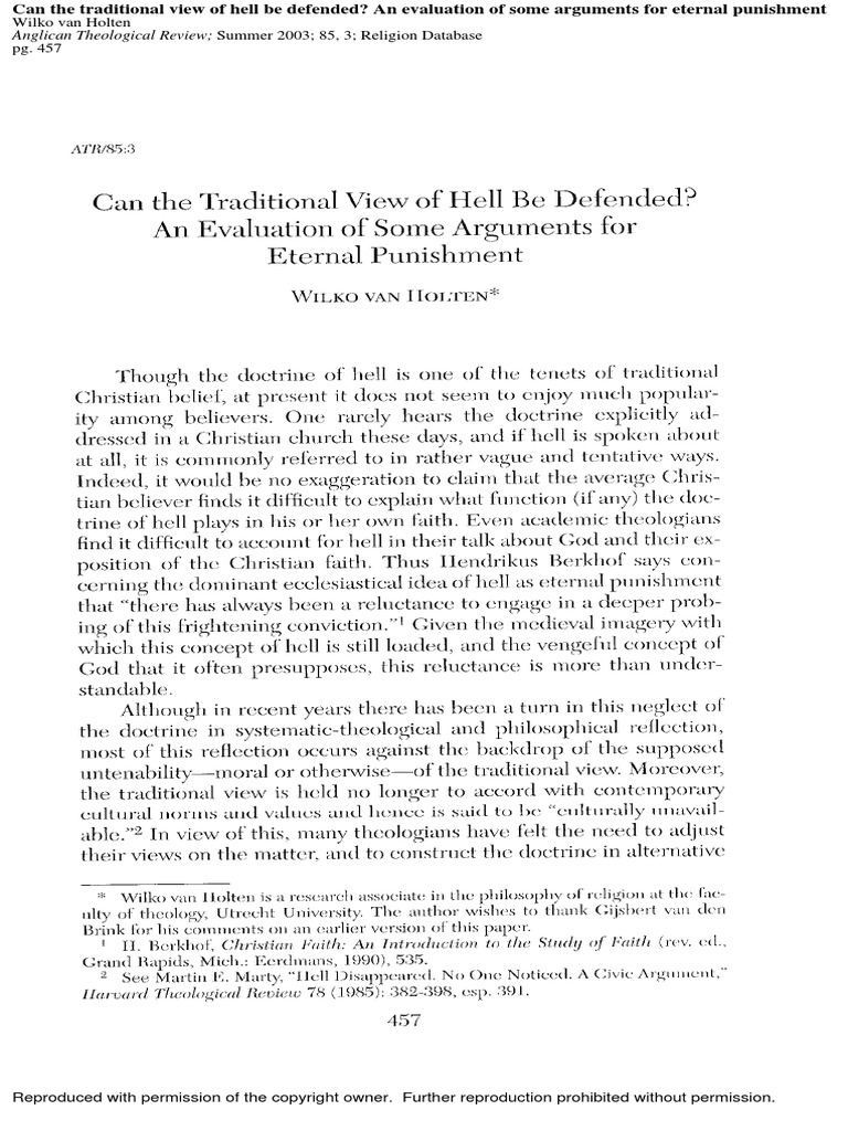 Defending the Traditional View of Hell | PDF