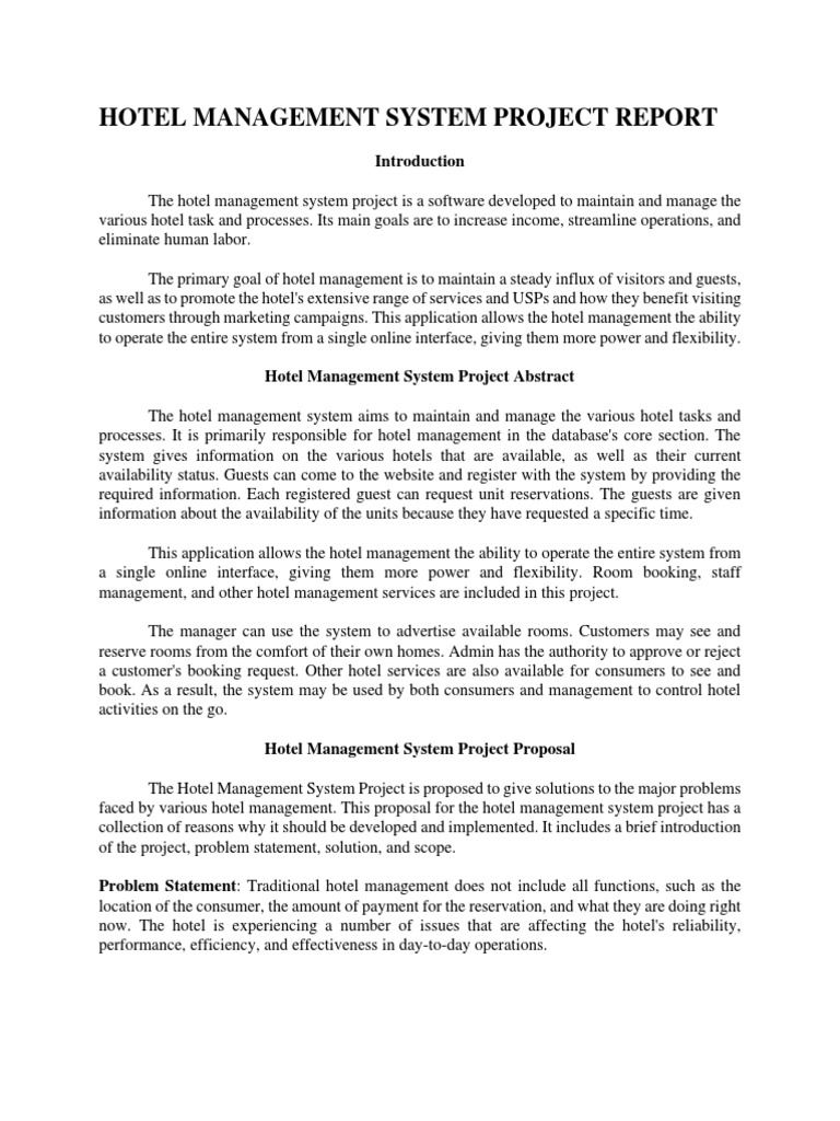 Hotel Management System Project Report | Download Free PDF | Databases | Use Case