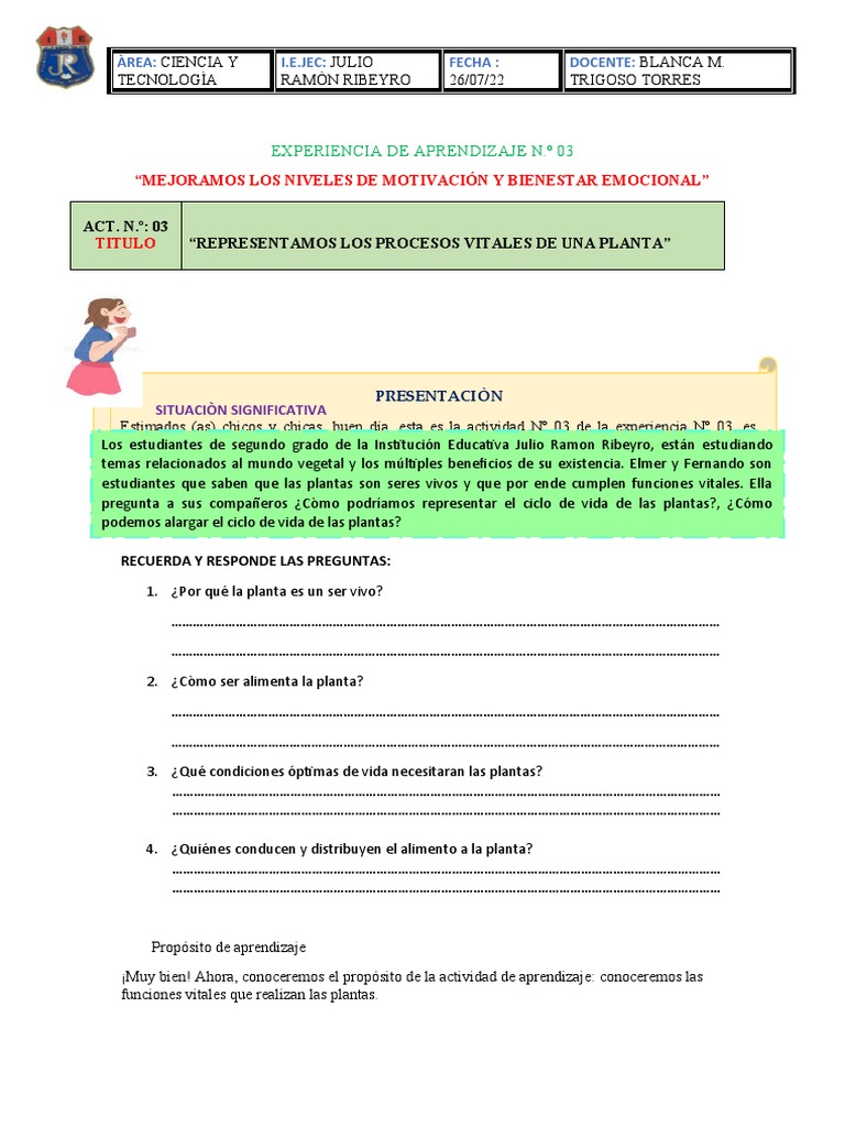 Funciones Vitales de La Planta 2 Grado | PDF | Plantas | Evaluación