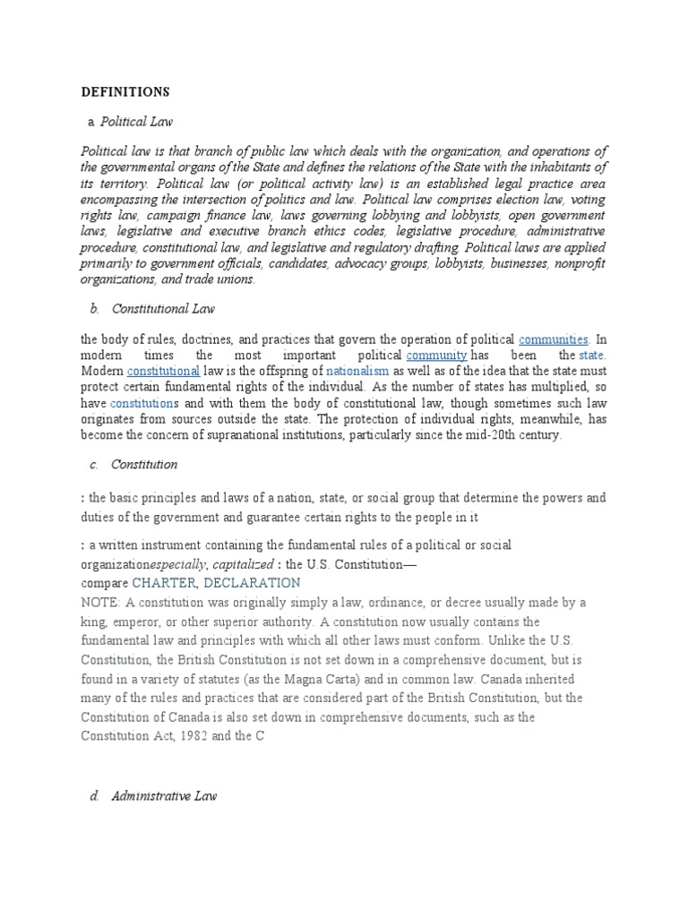 Overview of Political and Constitutional Law | PDF | Administrative Law ...