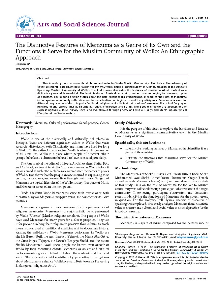 The Distinctive Features of Menzuma As A Genre of Its Own and ...