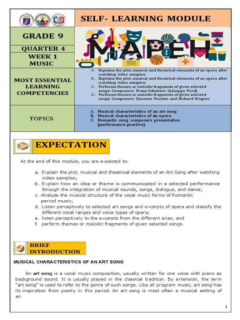 Self-Learning Module: Grade 9 | PDF | Songs | Richard Wagner