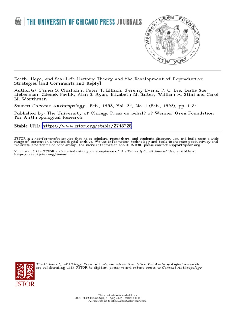 Death, Hope, and Sex LifeHistory Theory and The Development of ...