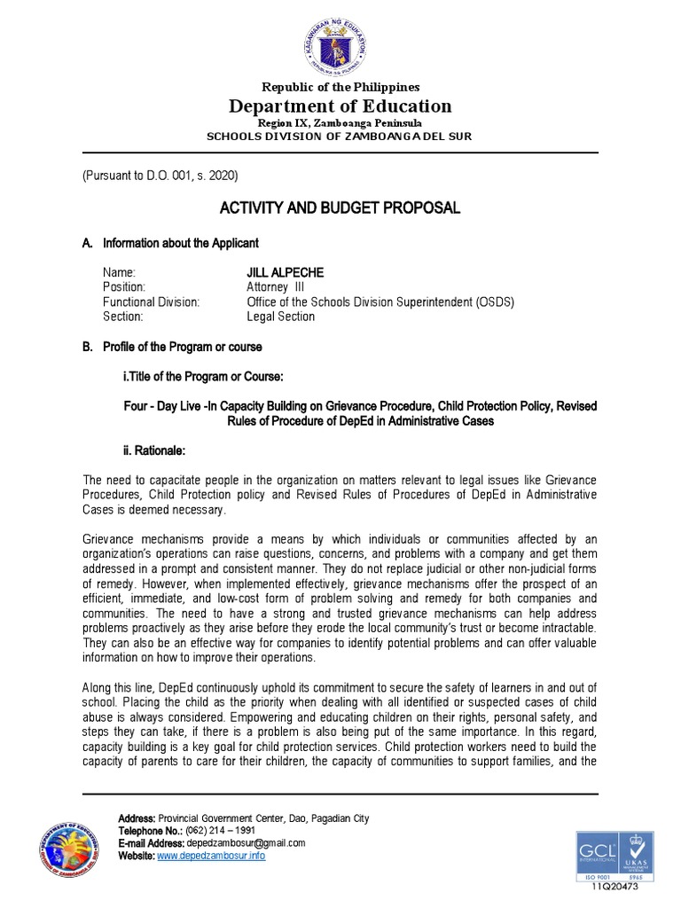 Department of Education: Activity and Budget Proposal | PDF | Child ...