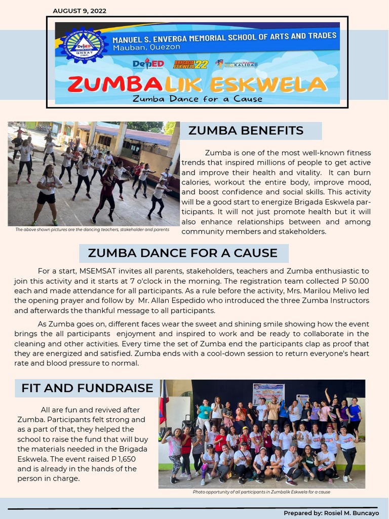 Zumba Event for Brigada Eskwela Fundraiser | PDF