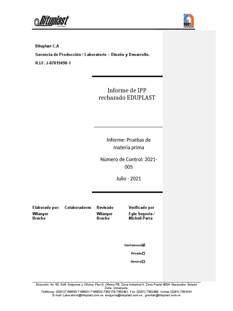 Informe Vencor PEAD | PDF