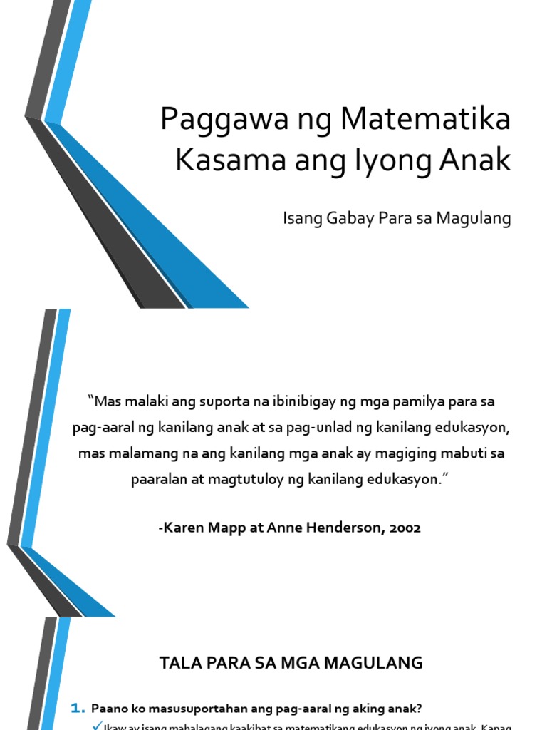 Paggawa NG Matematika Kasama Ang Iyong Anak | PDF