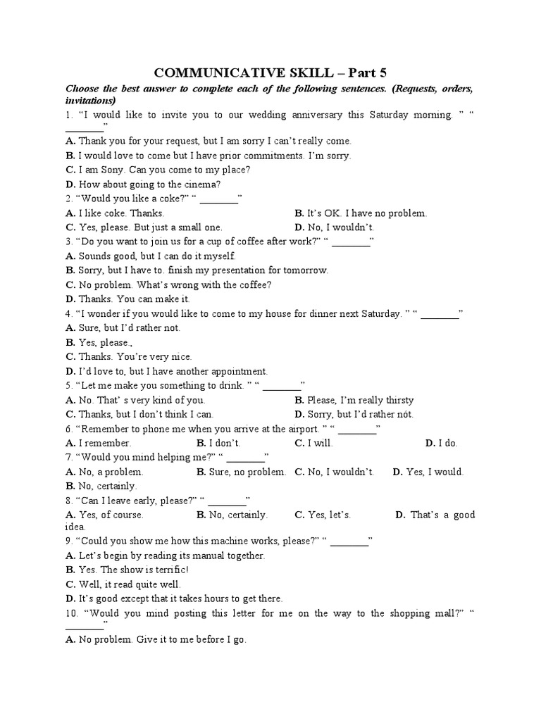 COMMUNICATIVE SKILL – P5 | PDF