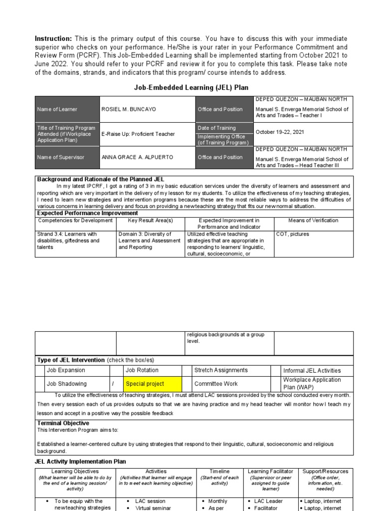 Developing Effective Teaching Strategies Through Job-Embedded Learning ...