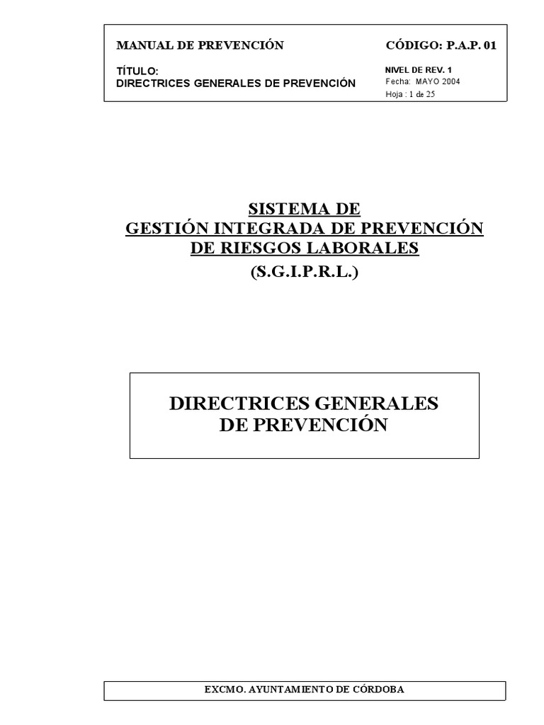 01-Directrices Generales | PDF | Seguridad y salud ocupacional ...