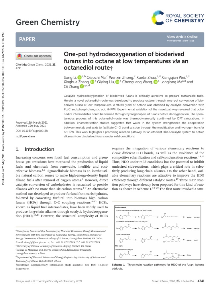 Heteropolyacids Furfuralacetone | PDF | Chemical Reactions | Hydrogenation