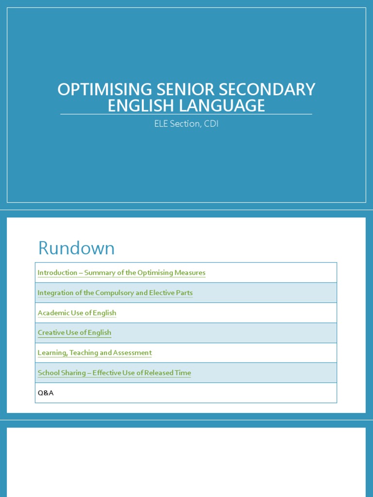 Optimising Senior Secondary English Language | PDF | Curriculum | Learning