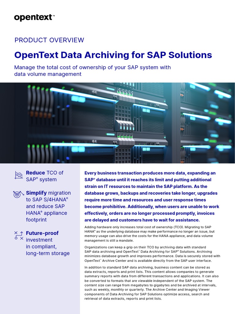 Opentext Po Data Archiving For Sap en | PDF
