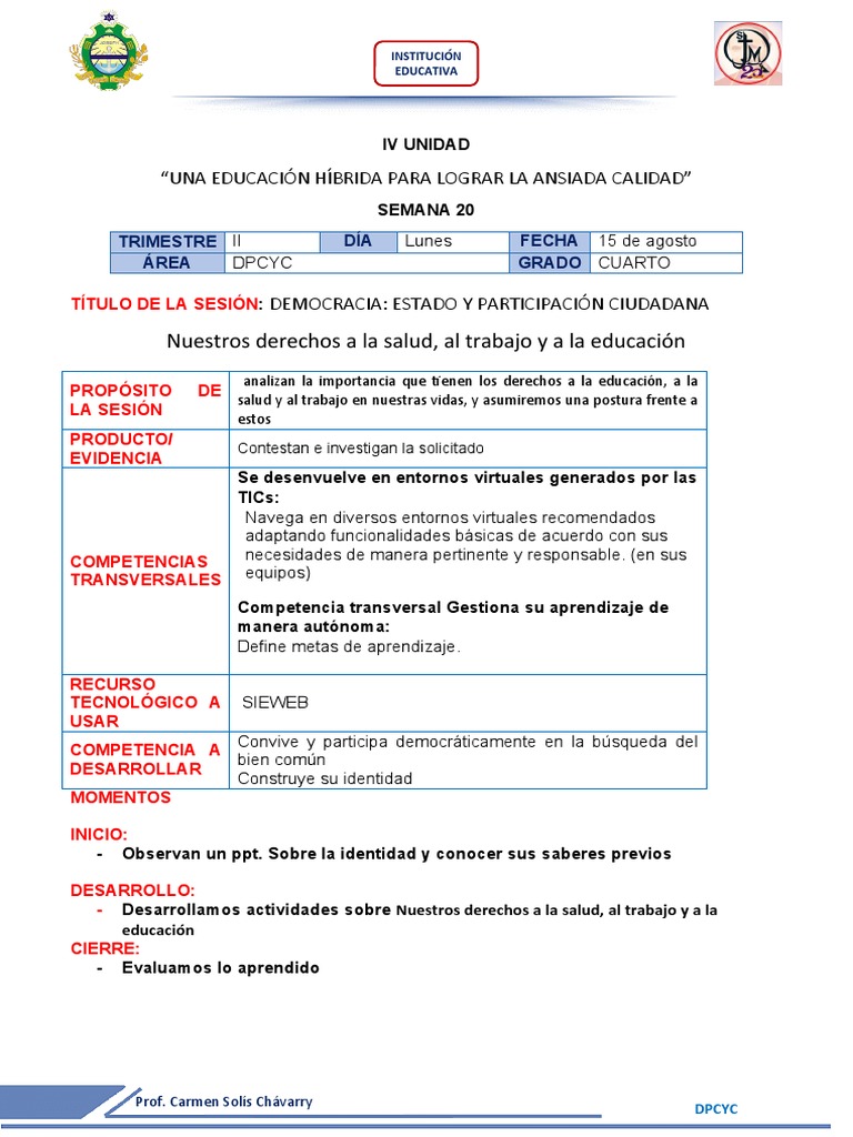 Actividad 20 Dpcyc 4to | PDF | Aprendizaje