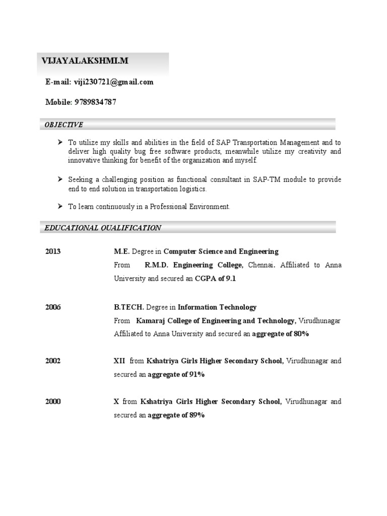 Resume - of - Viji As On 26.04.22 | PDF | Consultant | Enterprise ...