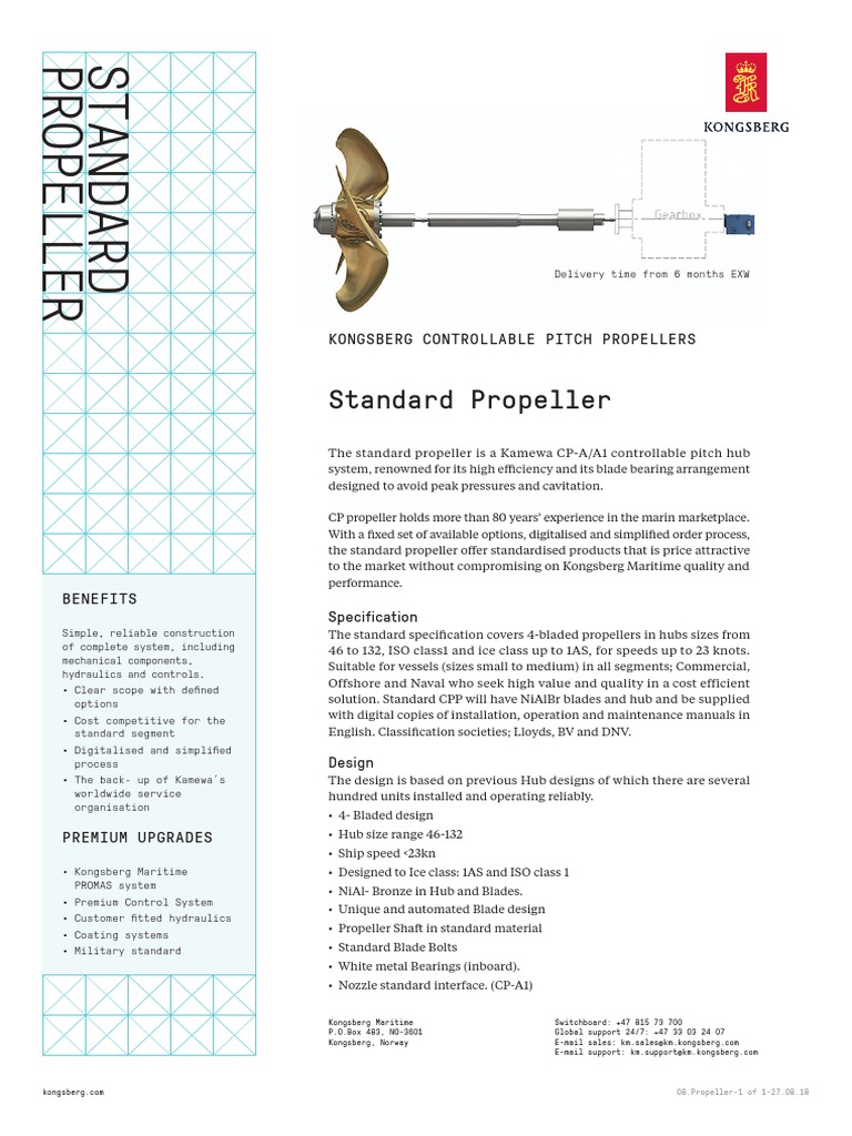 Standard Propeller: Kongsberg Controllable Pitch Propellers | PDF | Propeller | Marine Propulsion