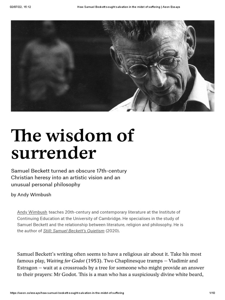 The Wisdom of Surrender (On Beckett) | PDF | Arthur Schopenhauer | Religious Belief And Doctrine