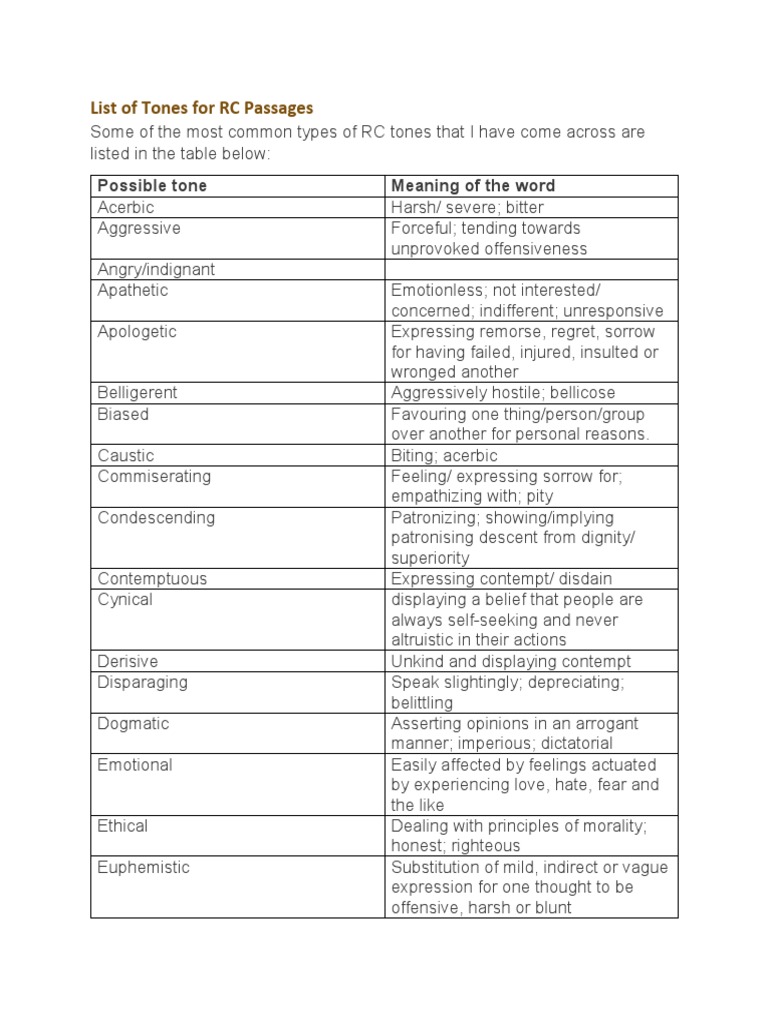 Tones of Passage | PDF | Anger | Psychology