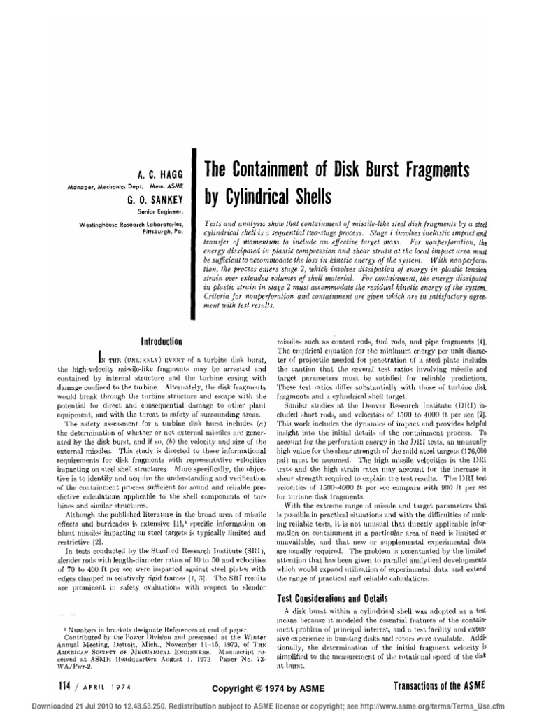 The Containment of Disk Bunt Fragments by Cylindrical Shells | PDF ...