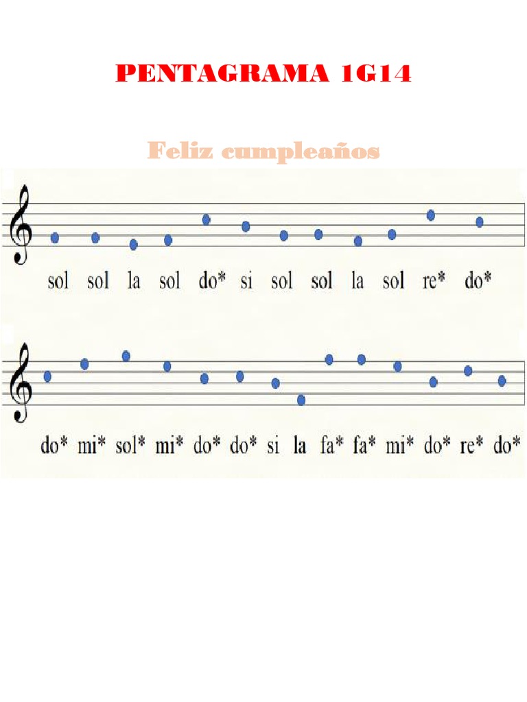 Pentagrama - Feliz Cumpleaños 1G14 | PDF
