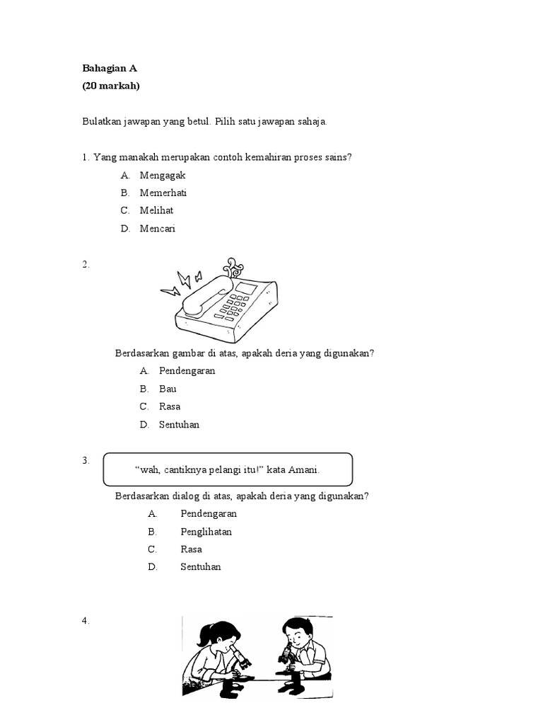 Soalan Sains Tahun 3 Bahagian A | PDF