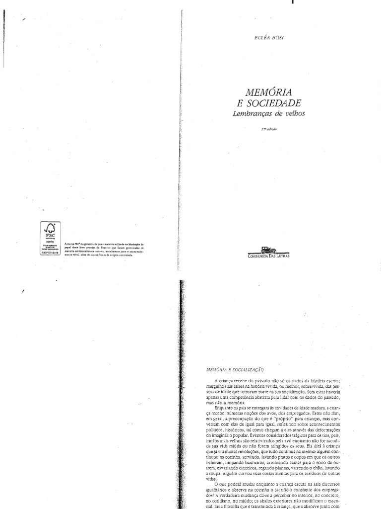 Memória e Sociedade Ecleá Bosi | PDF