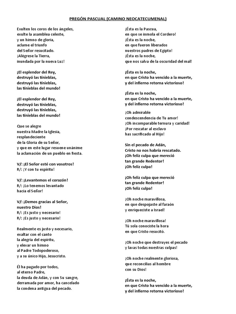 Pregón Pascual | PDF | Cristo (título) | Pecado