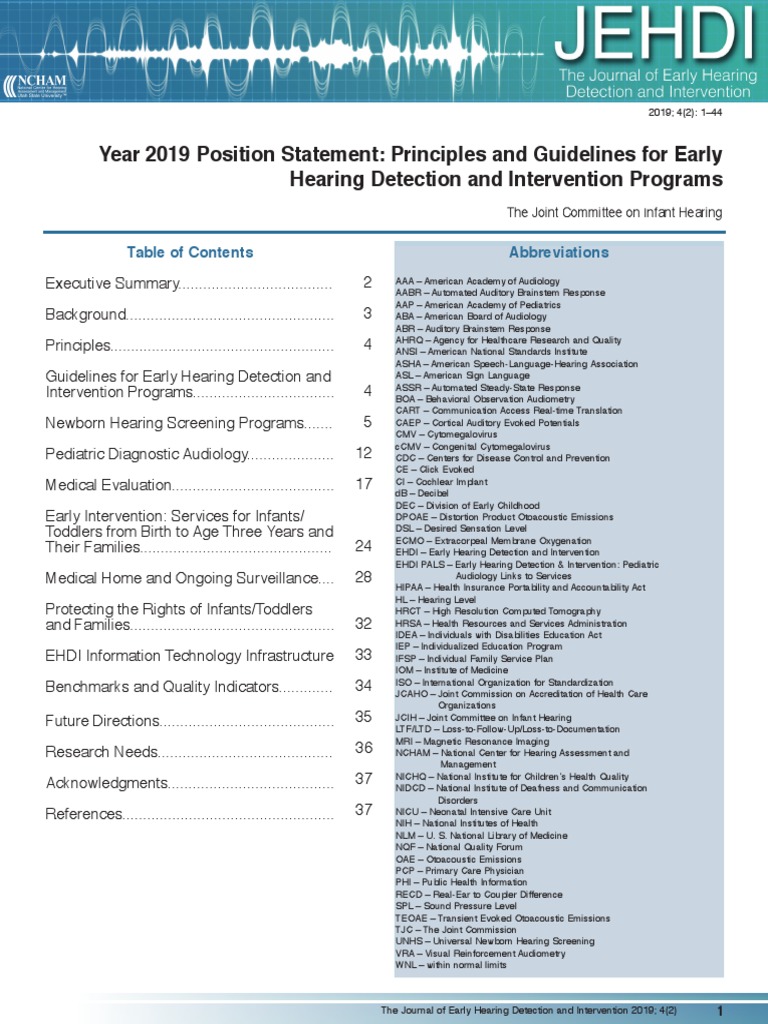 2019 Guidelines for Early Hearing Detection | PDF | Hearing Loss ...
