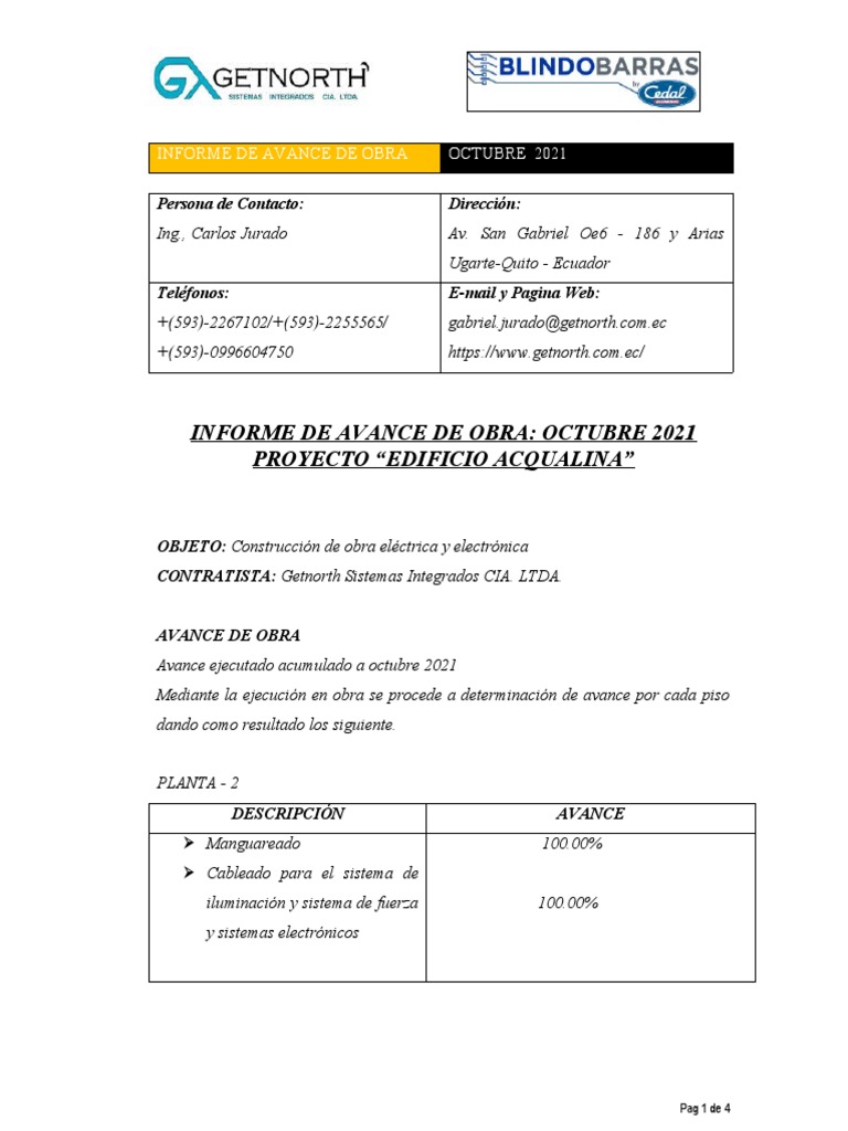 Informe Acqualina 13-10-2021 | PDF