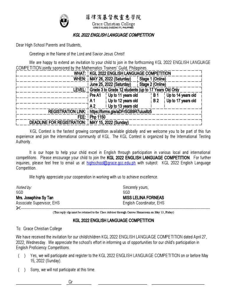 Highschool@grace - Gcc.edu - PH: SGD SGD | PDF