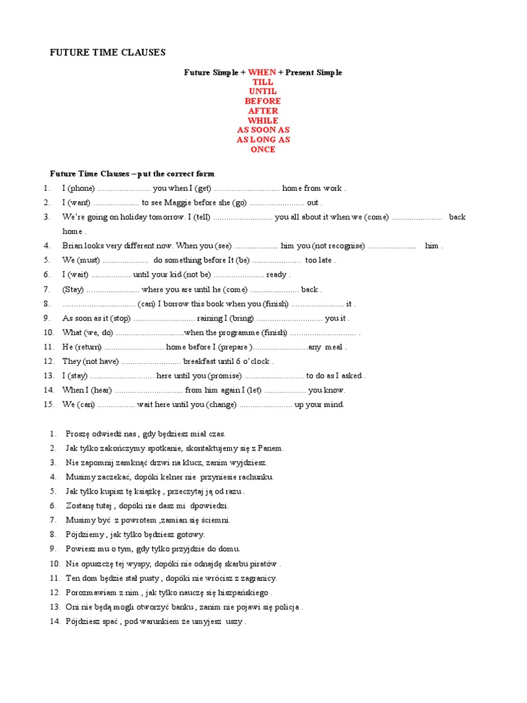 Future Time Clauses | PDF