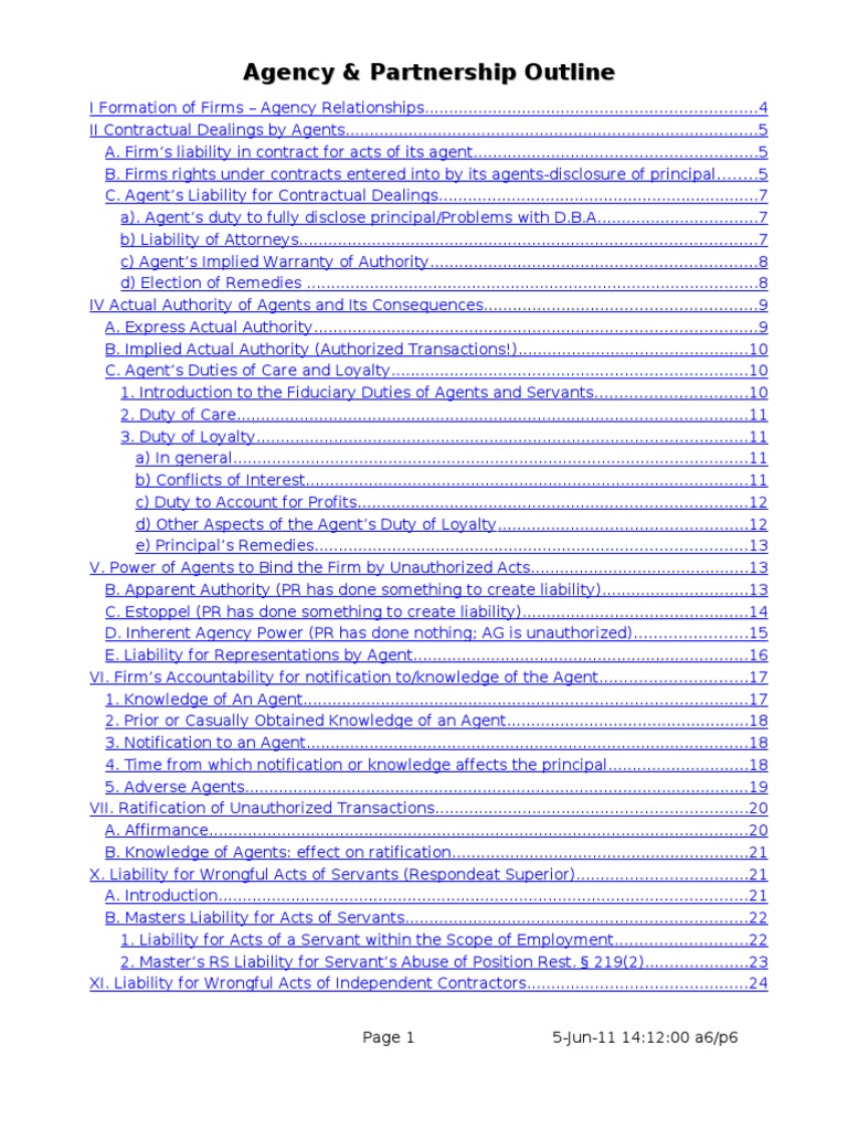 Agency and Partnership Legal Framework | PDF | Law Of Agency | Partnership