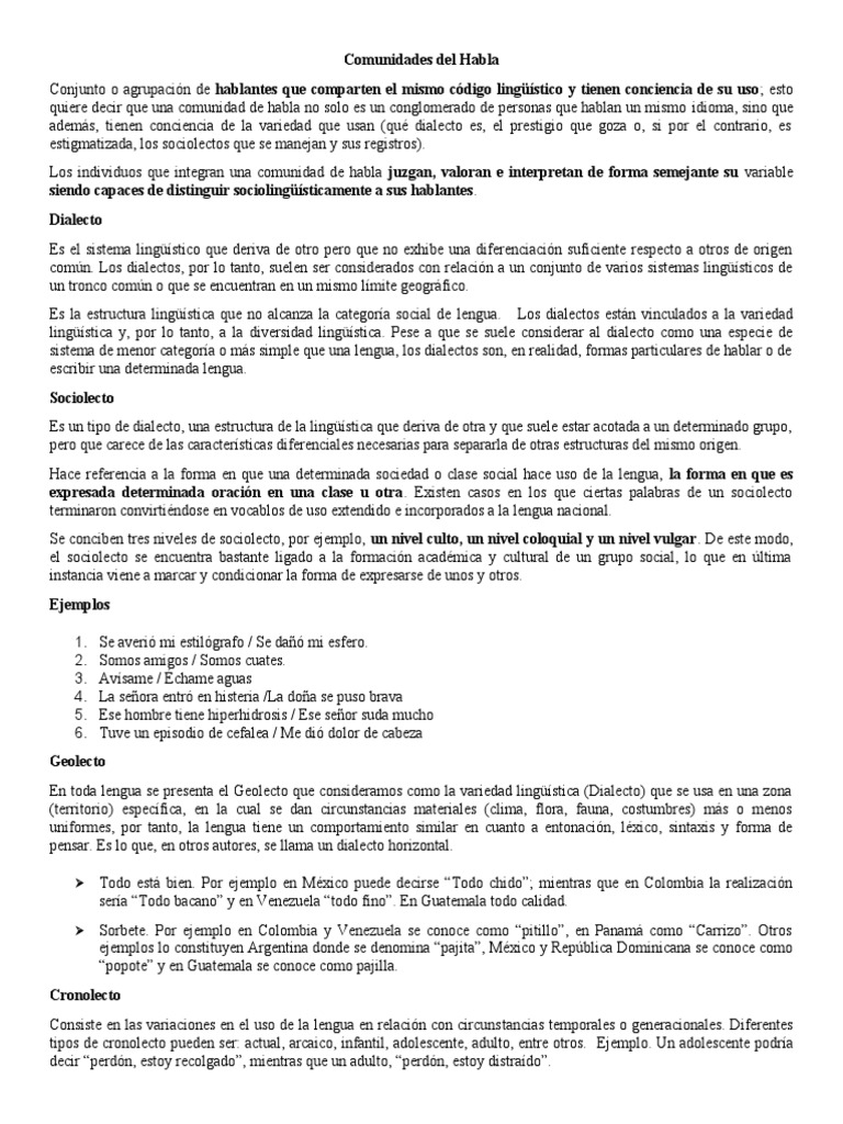 Comunidades Del Habla | PDF | Dialecto | Lingüística