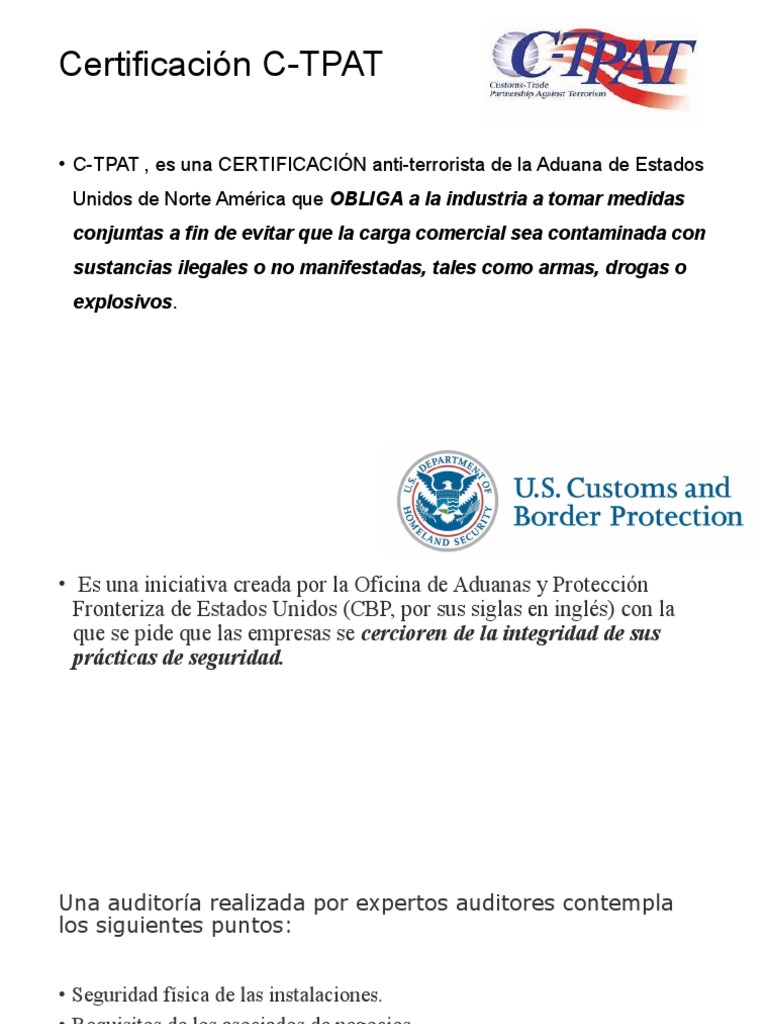 Programa C-TPAT de certificación en seguridad de la cadena de ...
