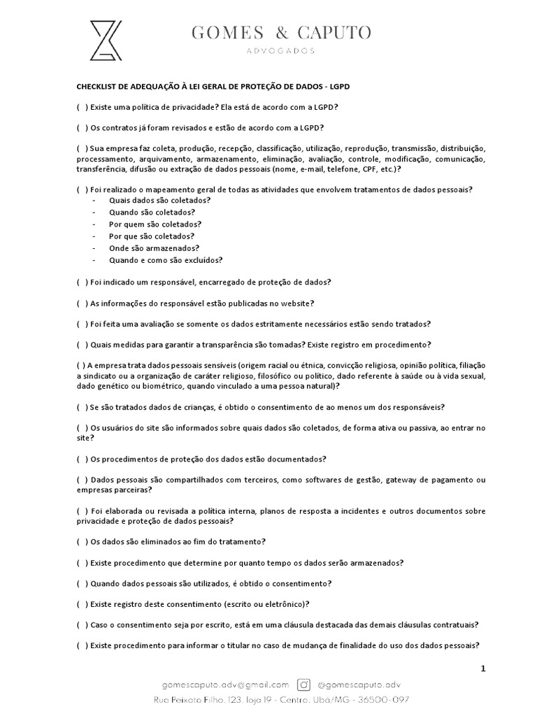Checklist - LGPD | PDF | Informática
