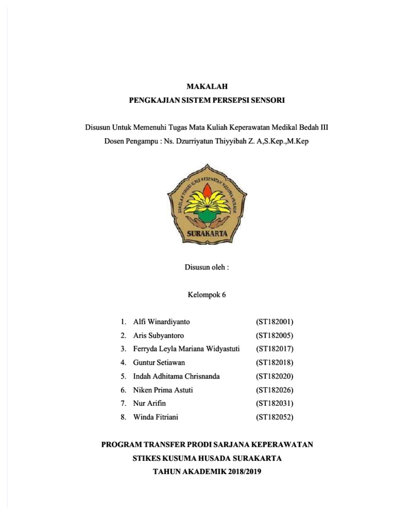 PDF Makalah Sistem Persepsi Sensori Compress | PDF