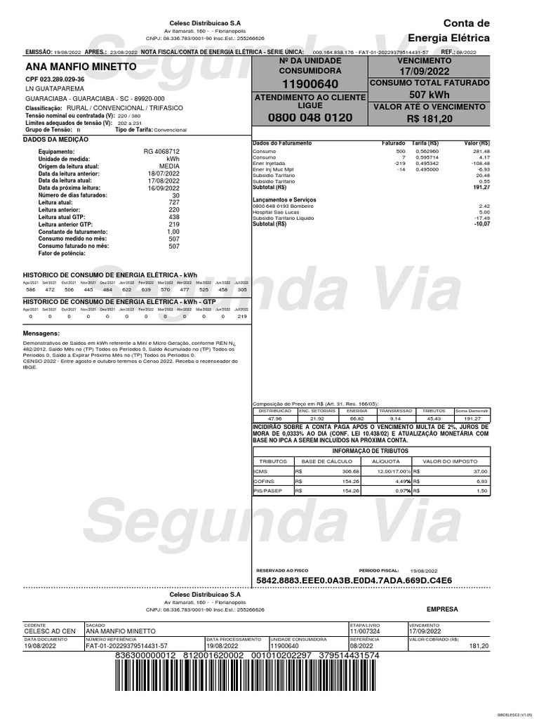 Fatura | PDF | Quantidade | Quantidades físicas