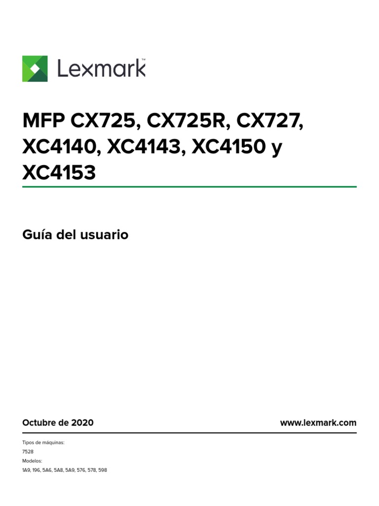Lexmark CX725 CX727 XC4140 XC4143 XC4150 XC4153 UsersGuide Es | PDF ...