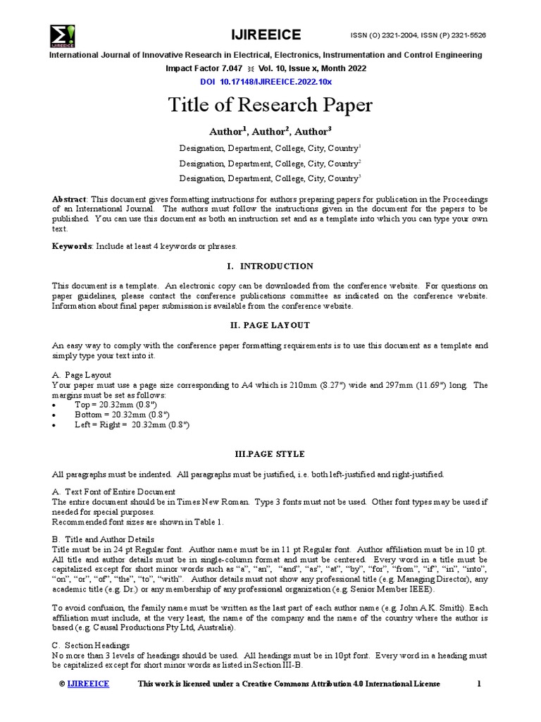 Ijireeice Paper Format | PDF | Page Layout | Document