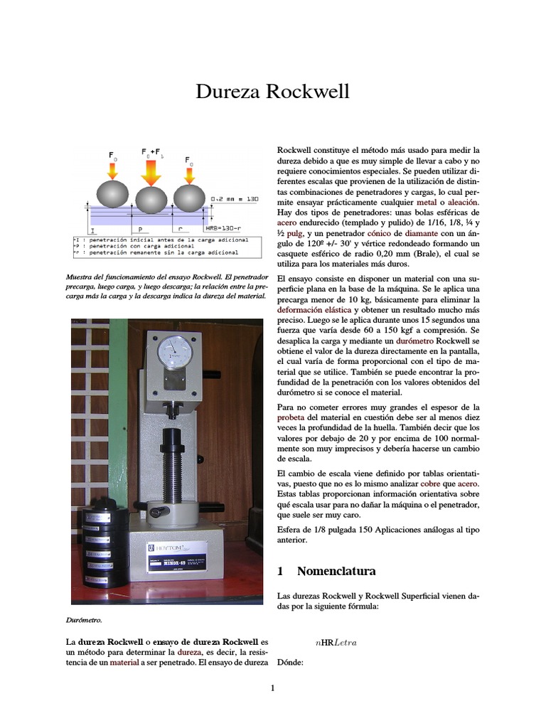 Dureza Rockwell | PDF | Metrología | Pruebas