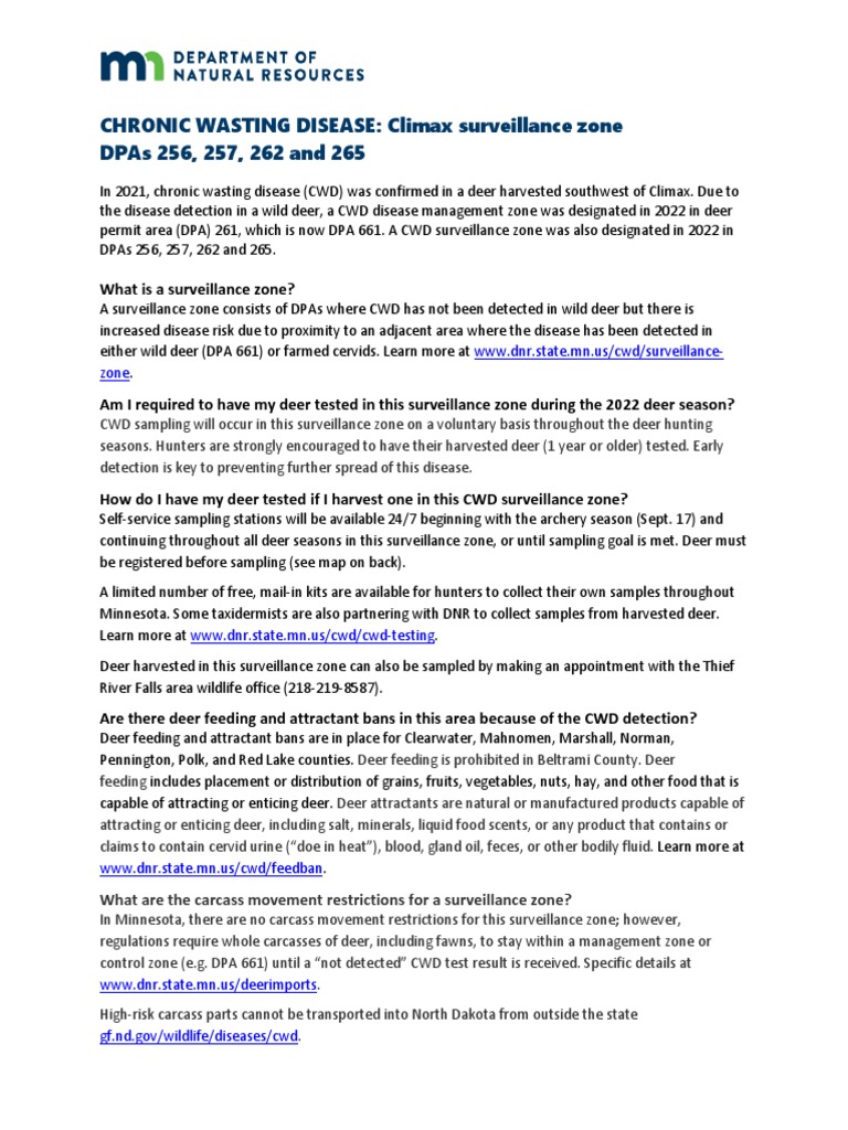 CWD Climax Surveillance FAQ Final | PDF | Health Sciences | Animals And ...