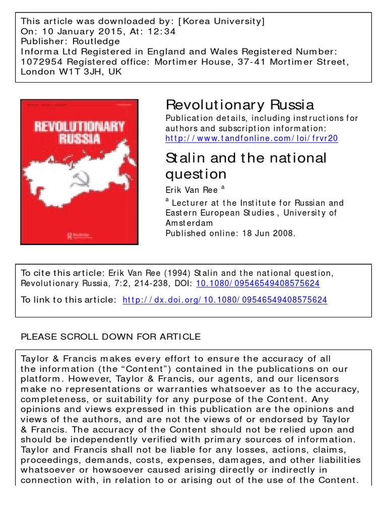 Stalin and The National Question | PDF | Joseph Stalin | Vladimir Lenin