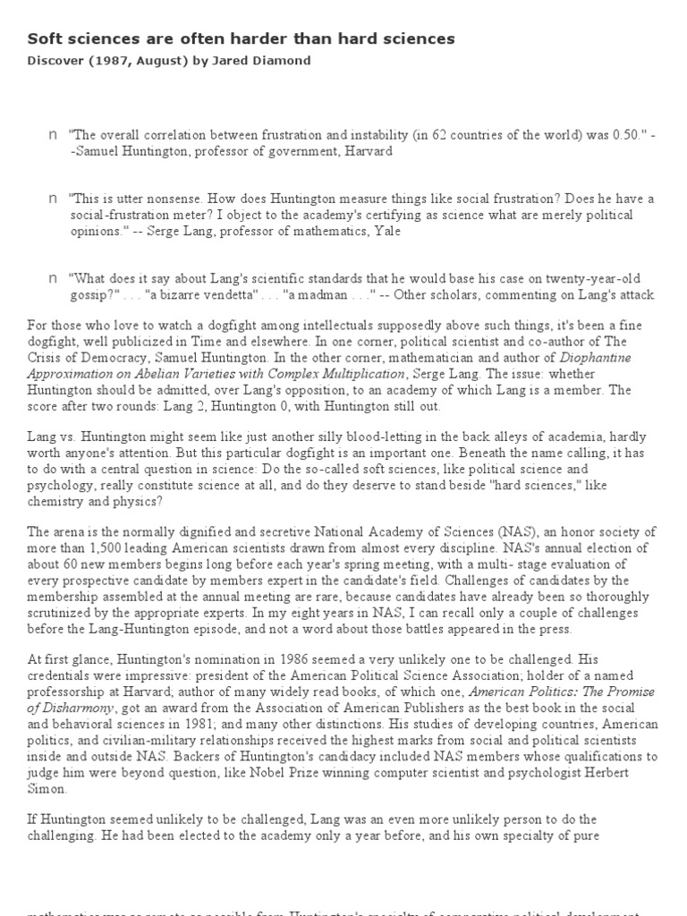 Soft Sciences Are Often Harder Than Hard Sciences | PDF | Experiment ...