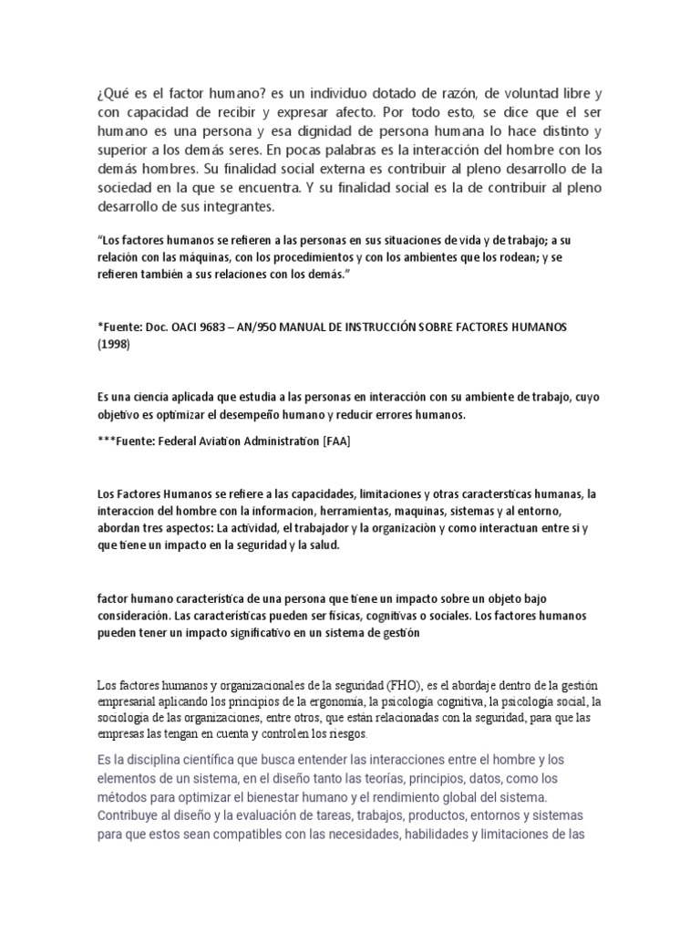 Qué Es El Factor Humano 1 | PDF | Factores humanos y ergonomía | Sicología