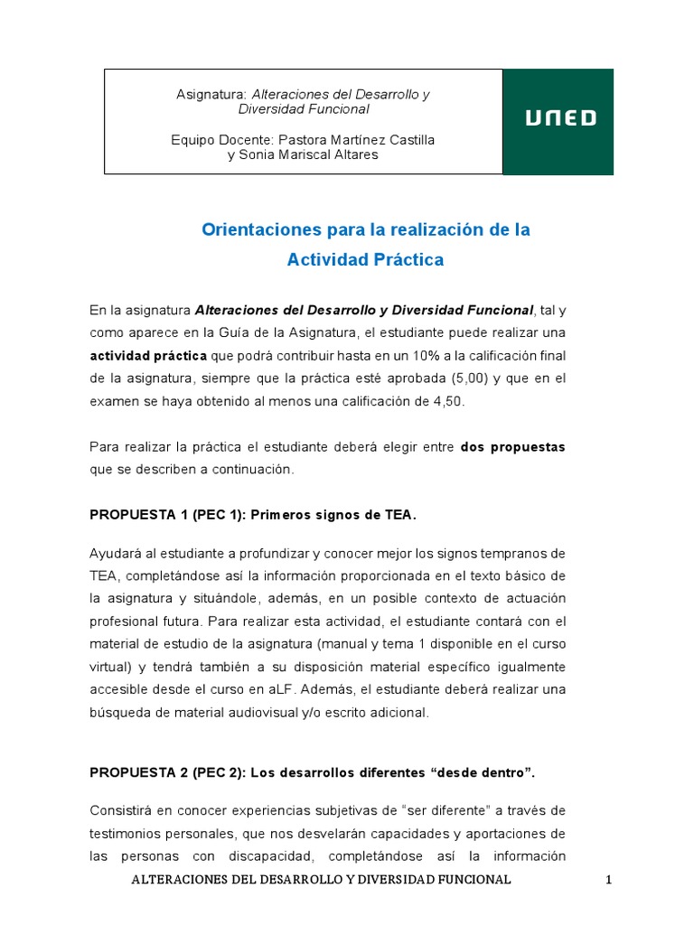 Orientaciones para La Realizacion de La Actividad Practica | PDF | Evaluación | Trastorno mental