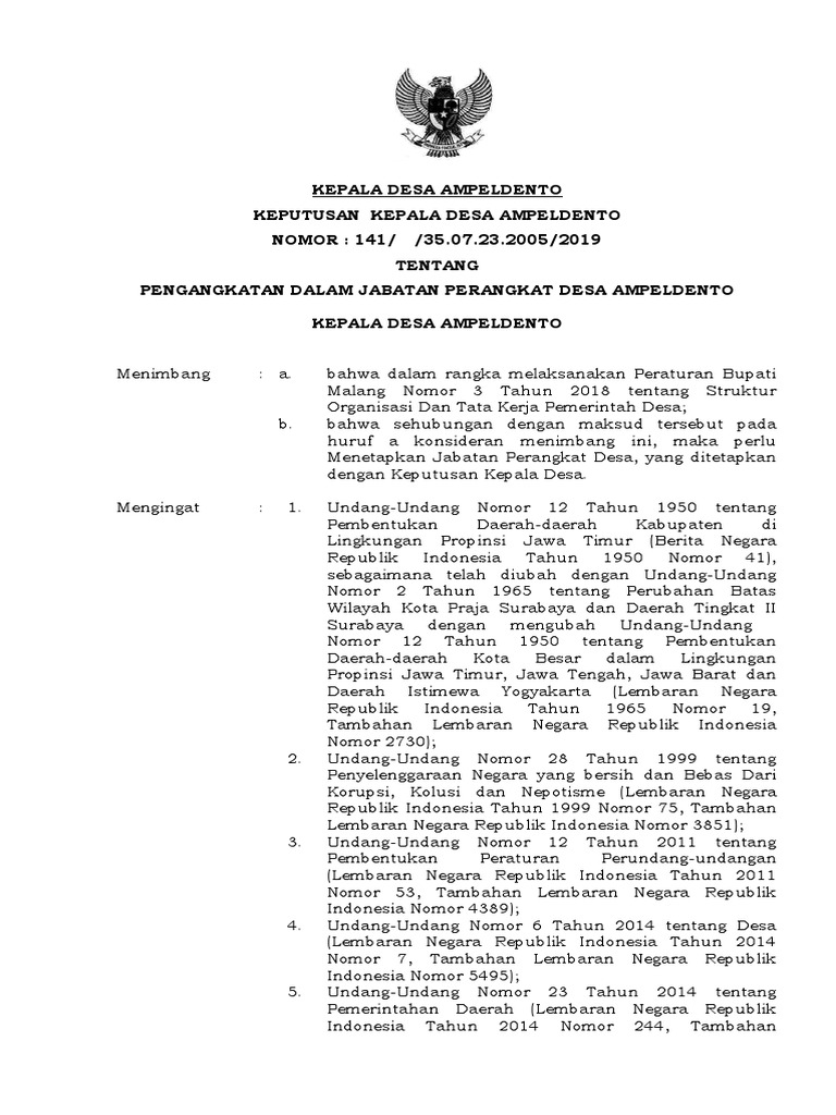 SK Perangkat Desa (Kaur Keuangan) P AGUS HARIYANTO | PDF